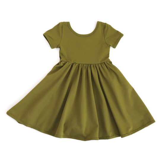 Girls' Solid Cotton Blend Twirl Dresses with Pockets – Little Stocking ...