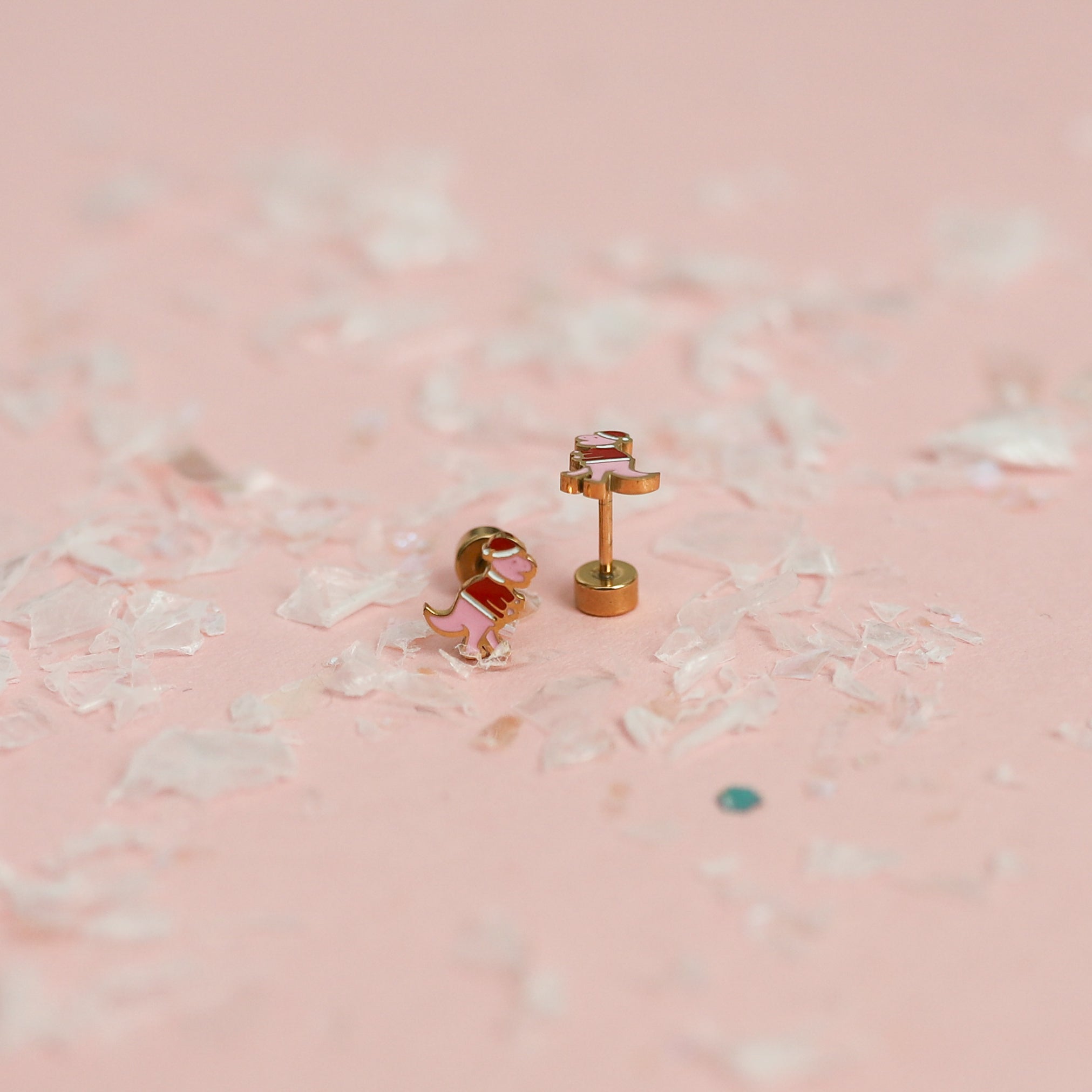 Christmas Dino Earrings A Little Stocking Co. x Pierced Co. Collaboration