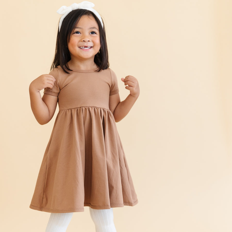 Girls' Solid Cotton Blend Twirl Dresses with Pockets – Little Stocking ...