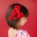 Girls' Hair Bow - Bright Red Sheer Dot – Little Stocking Company